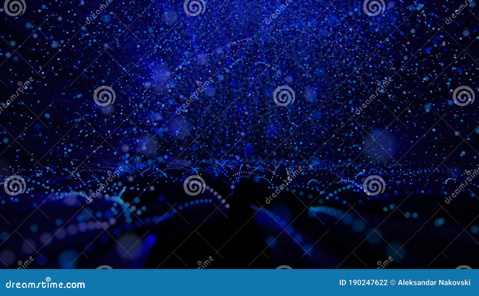 Abstract Blue Shine Blurry Particles Rain with Dots Stock Illustration ...