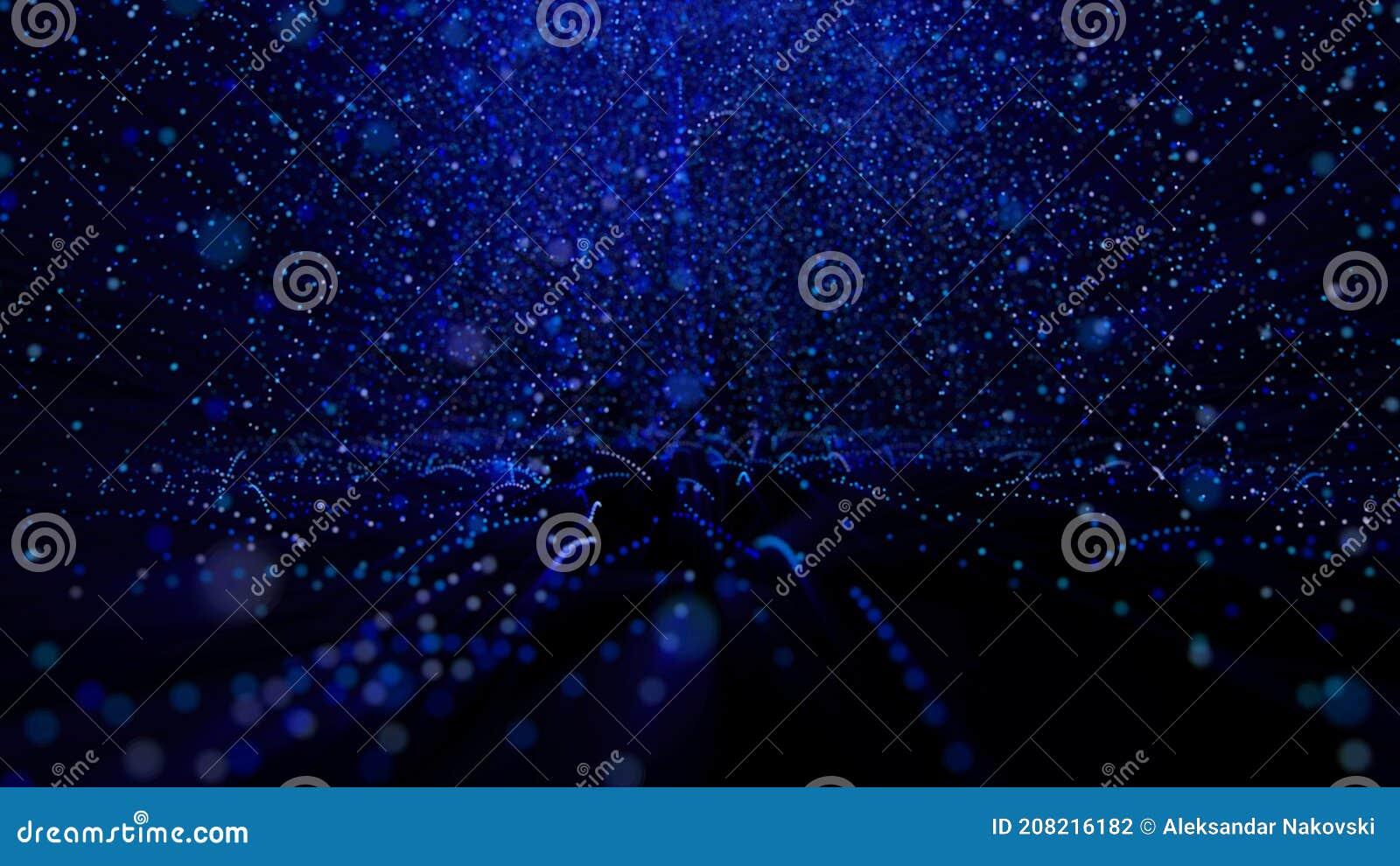 Abstract Blue Shine Blurry Particles Rain with Dots Stock Illustration ...