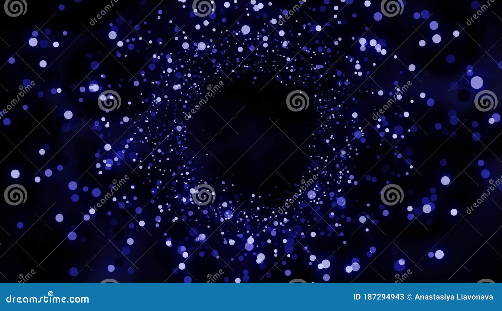 Abstract Blue Shiny Circle with Bokeh Effect. Decorative Blue Sparkles ...