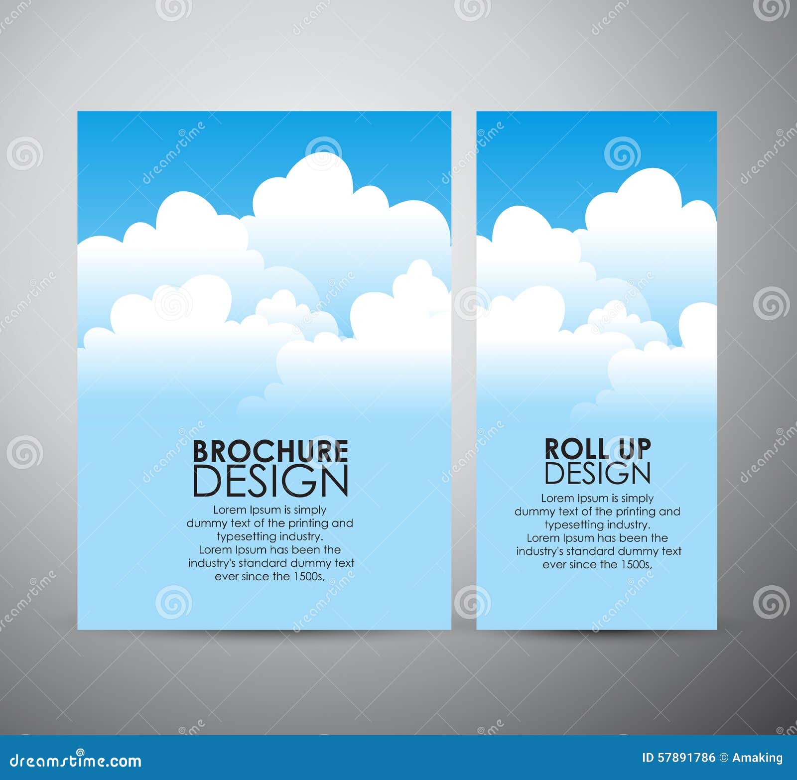 Abstract Blue Sky with Cloud Brochure Business Design Template or Roll ...