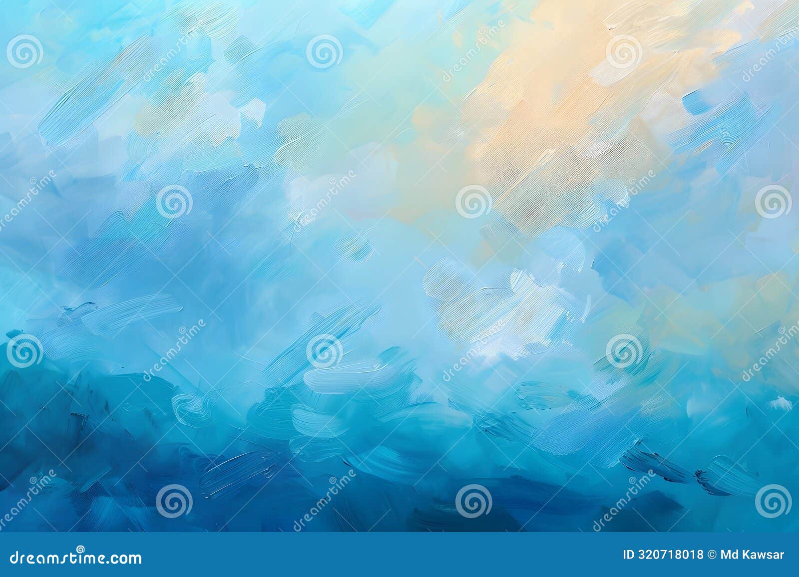 Abstract Blue Sky with Clouds & Mist Stock Illustration - Illustration ...