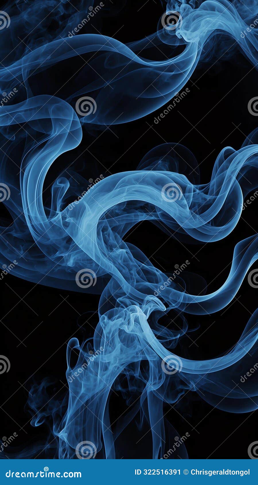 Abstract Blue Smoke Design in Black Ai Generated Stock Illustration ...