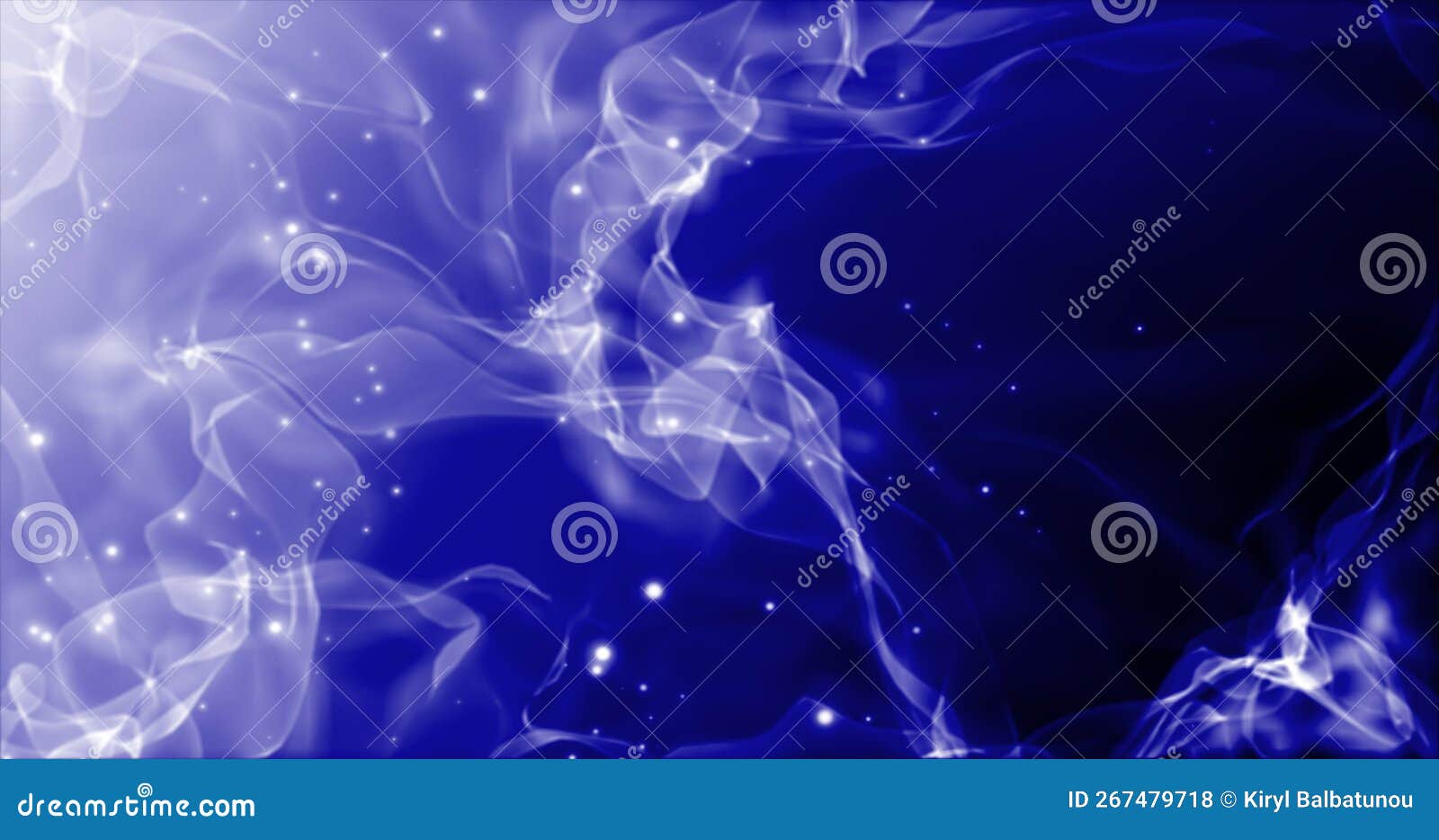 Abstract Blue Smoke Flies in Waves and Flying Particles are Bright ...