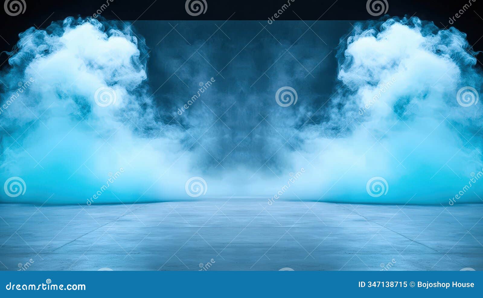 Abstract Blue Smoke Studio Background Dramatic Teal Haze Concrete Floor ...