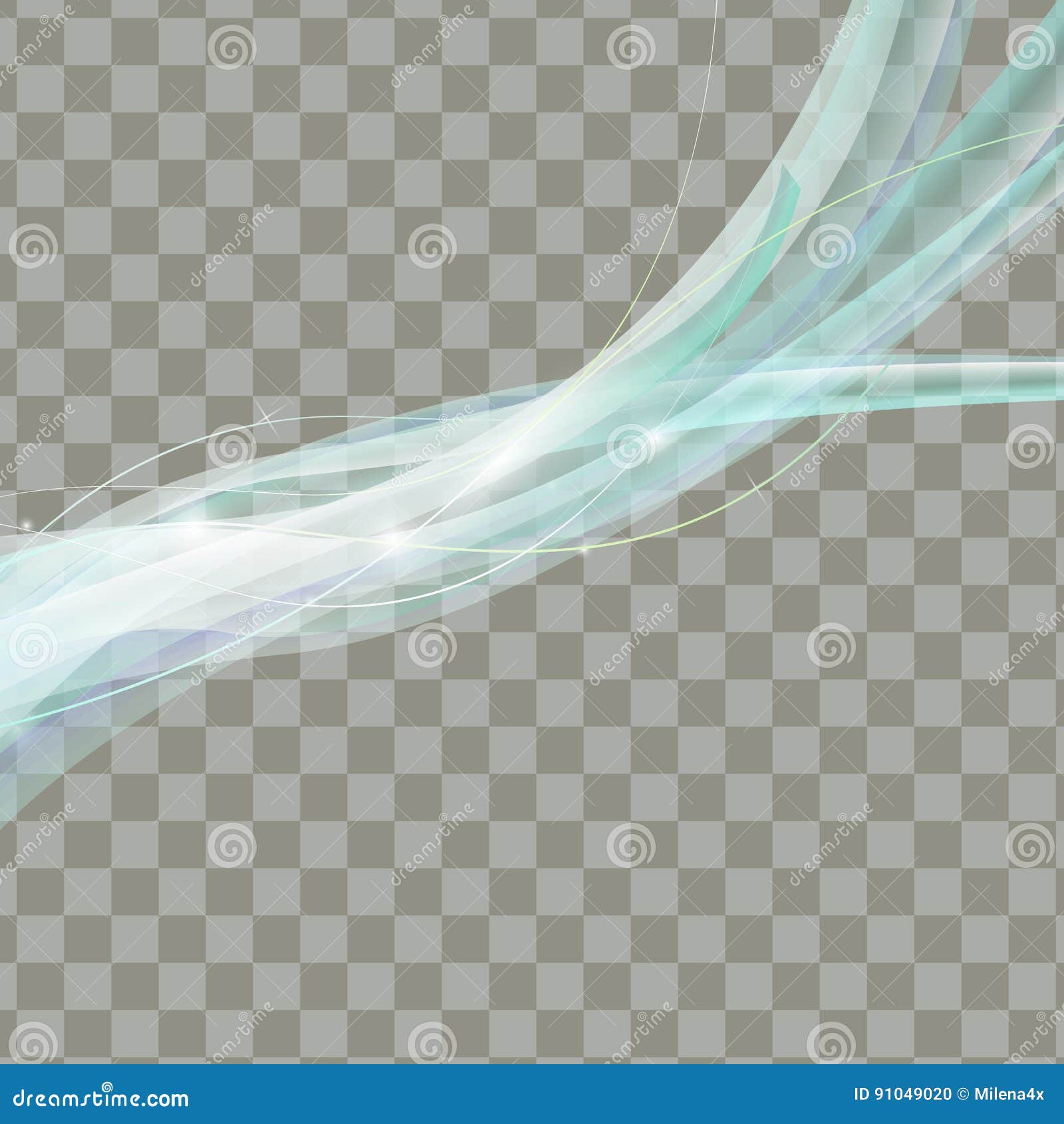 Abstract Blue Smooth Wave on Transparent Background. Vector ...