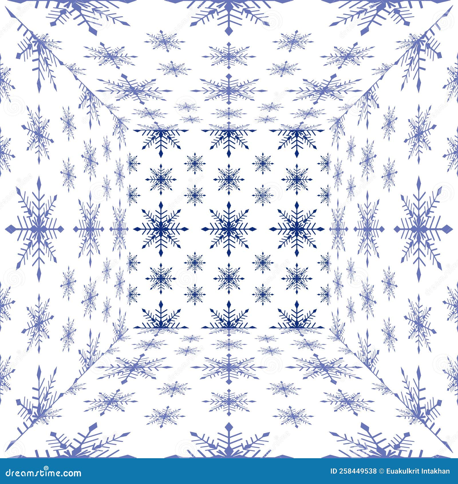 Abstract Blue Snowflake Seamless Pattern 3D Background Vector ...