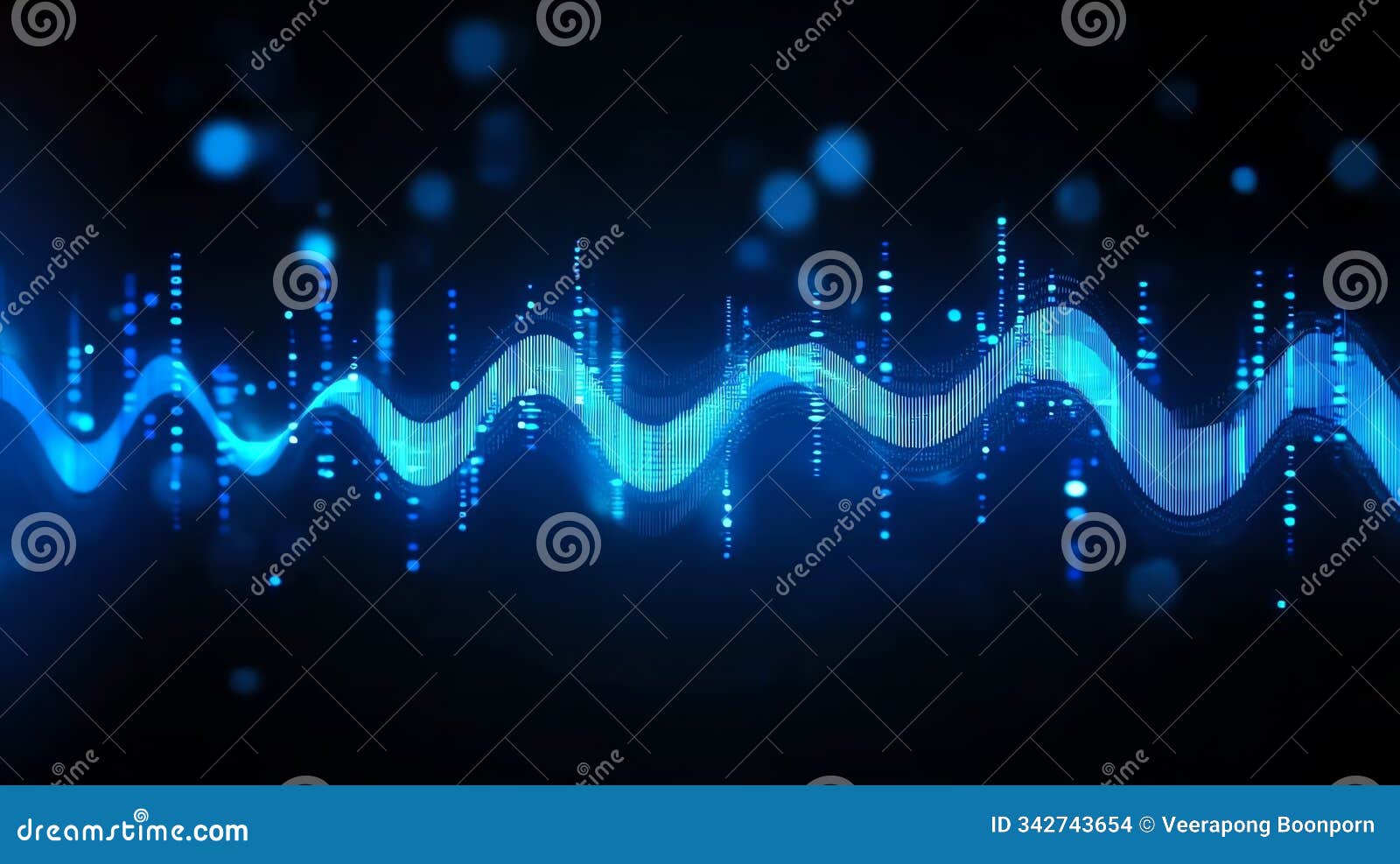 Abstract Blue Sound Wave on a Dark Background, Digital Audio ...