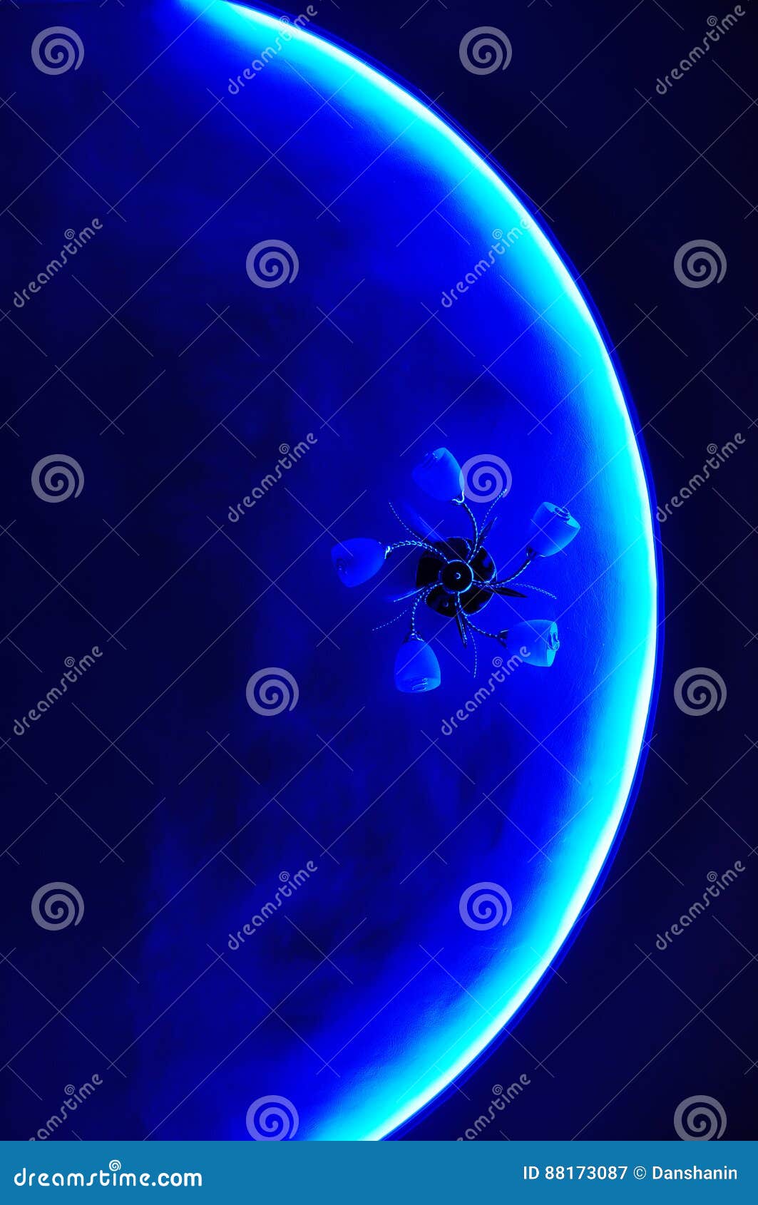 Abstract Blue Space. Arc Blue Backlight on the Ceiling Stock Image ...