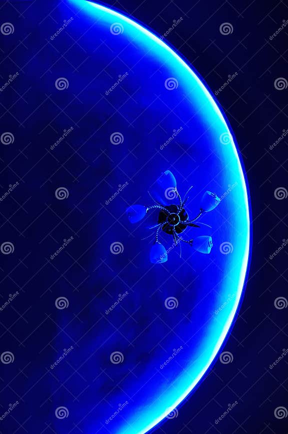 Abstract Blue Space. Arc Blue Backlight on the Ceiling Stock Image ...