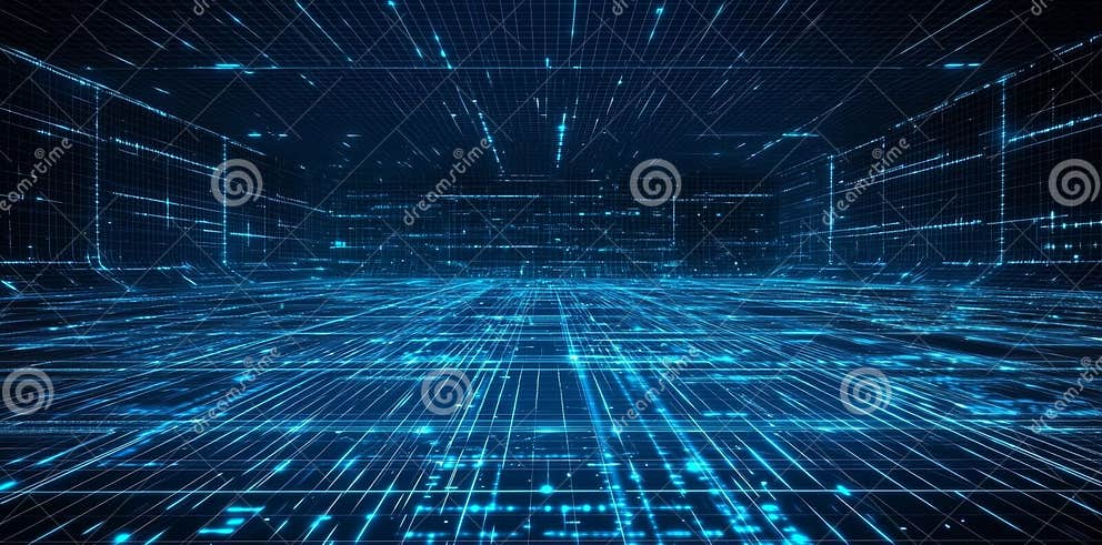 An Abstract Blue Space Cyber World Background with Modern Illustrations ...