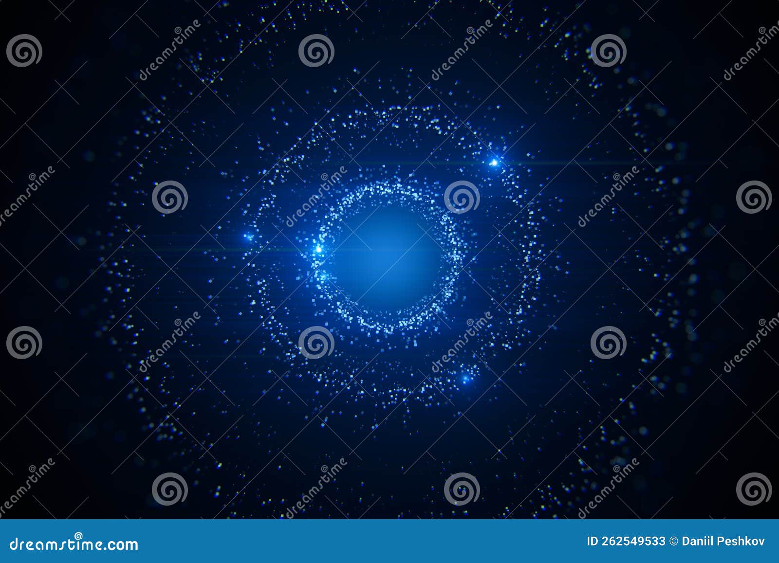 Abstract Blue Space Hologram on Blurry Dark Background. Metaverse and ...