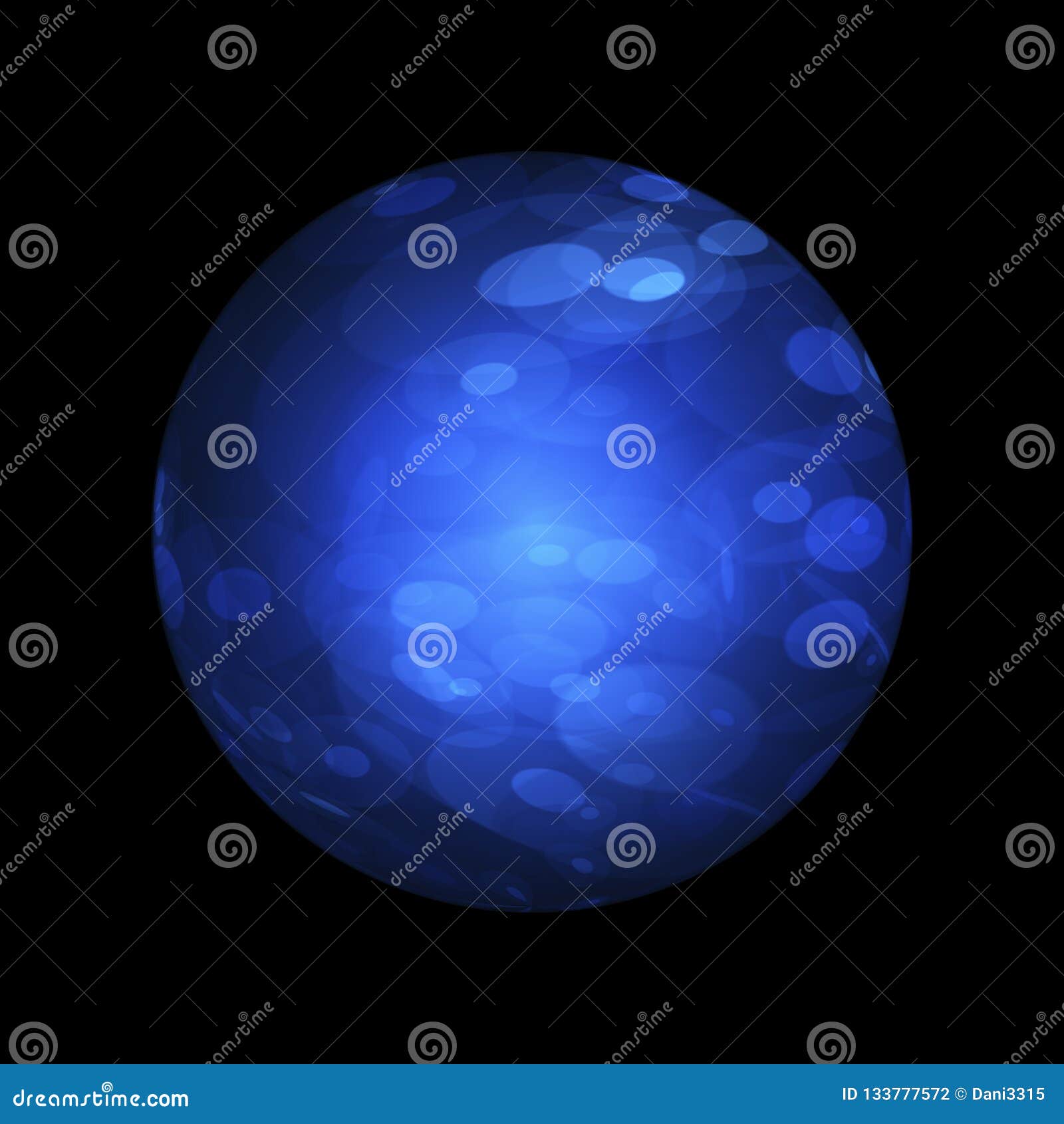 Abstract Blue Sphere Isolated on Black Background Stock Illustration ...