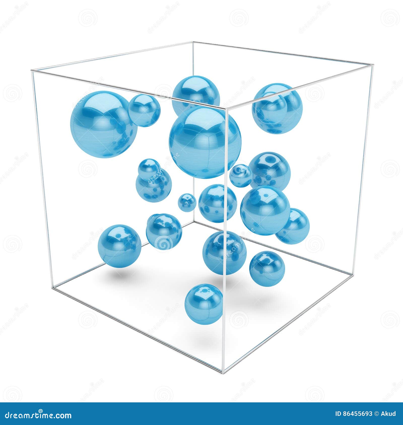 Abstract Blue Spheres Isolated on White Background Stock Illustration ...