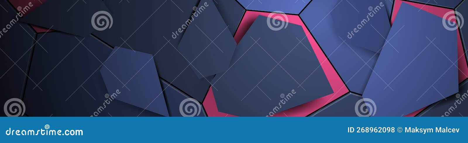 Abstract Blue Splinter Background. Modern Horizontal Mosaic Backdrop ...