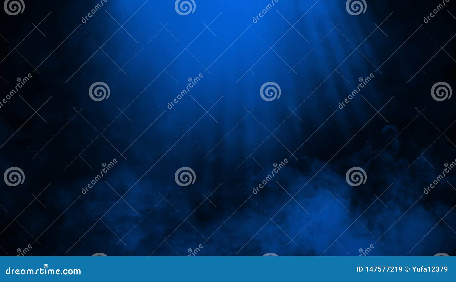 Abstract Blue Spotlight with Smoke Mist Fog on a Black Background ...