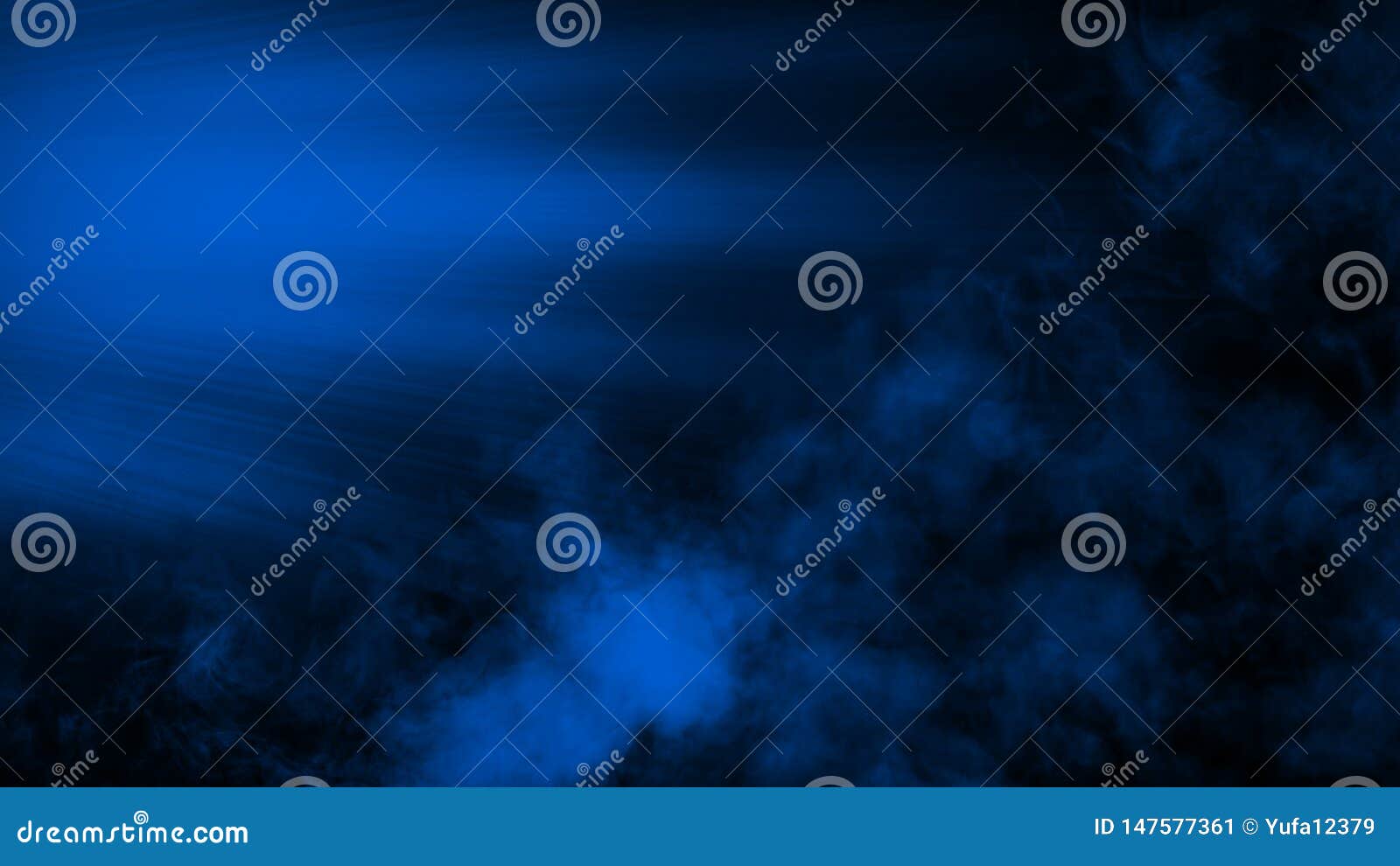 Abstract Blue Spotlight with Smoke Mist Fog on a Black Background ...
