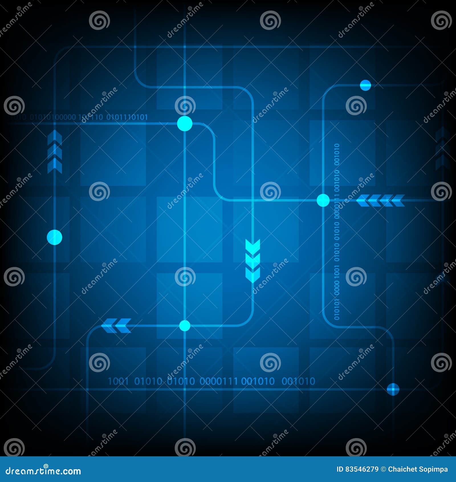 Abstract Blue Square Digital Technology Background, Futuristic ...