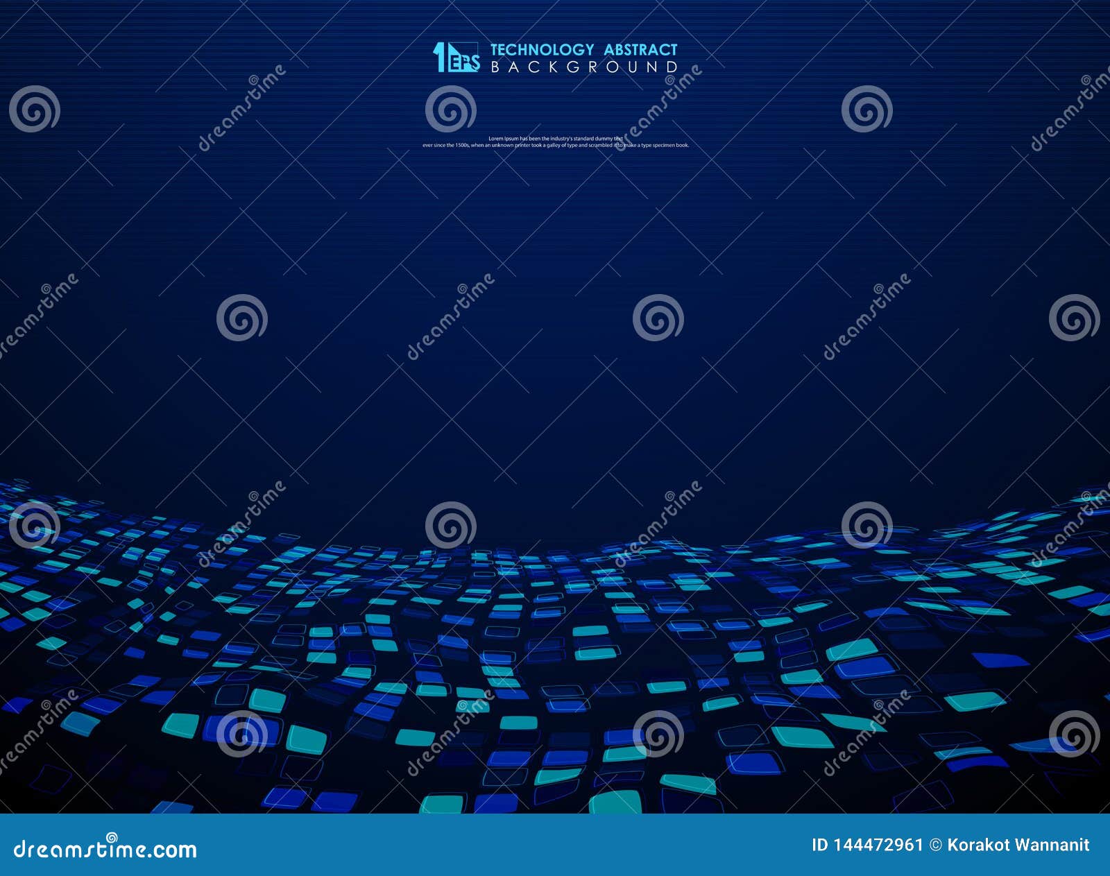 Abstract Blue Square Flying Pattern Design of Technology Background ...