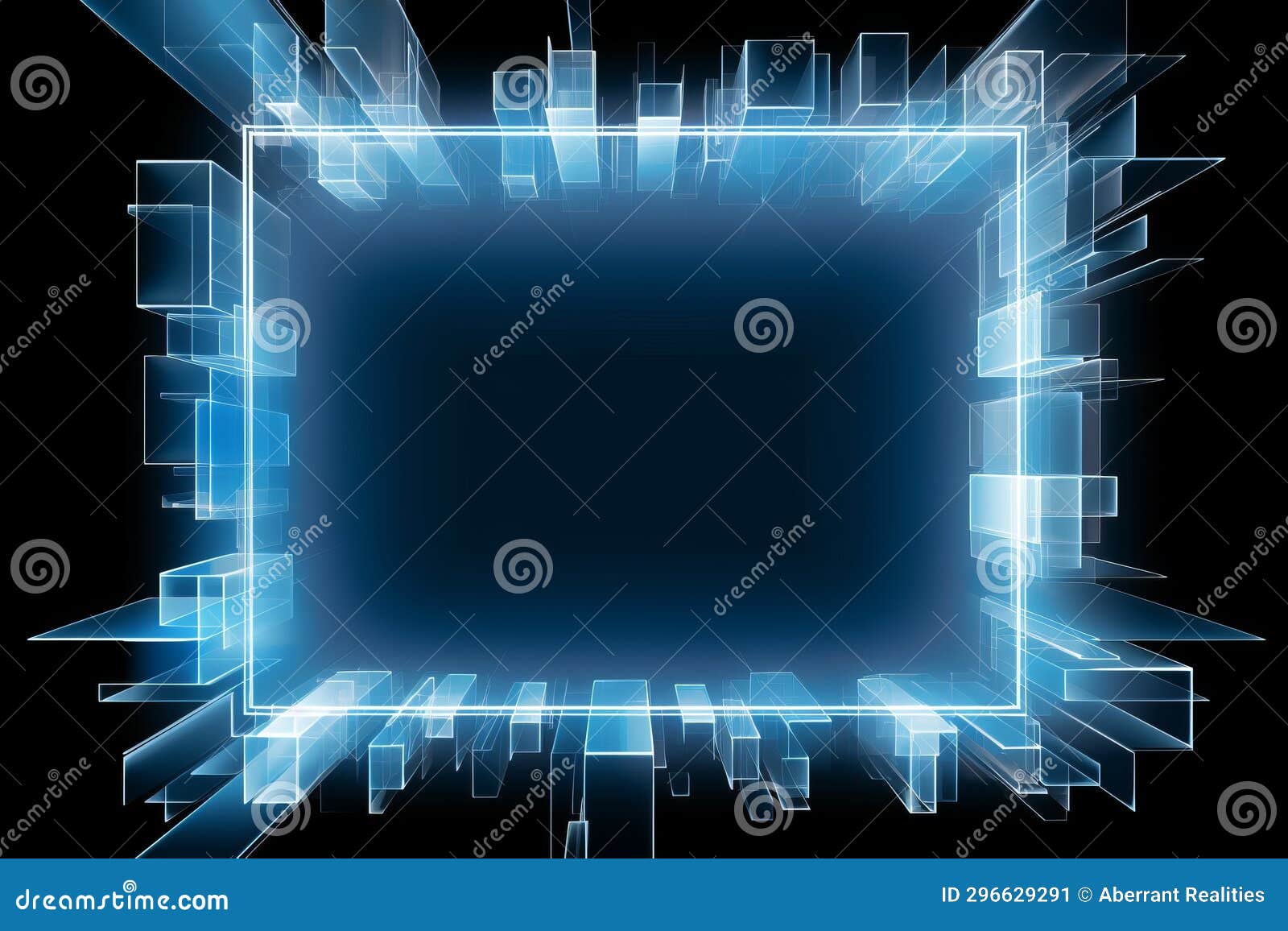 Abstract Blue Square Frame on a Black Background Stock Illustration ...