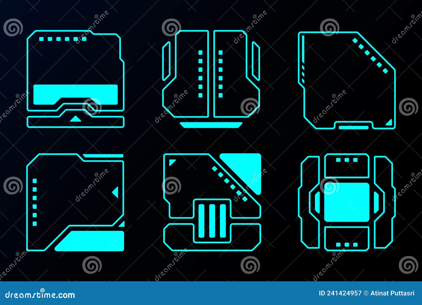Abstract Blue Square Frame Set Technology Future Stock Vector ...