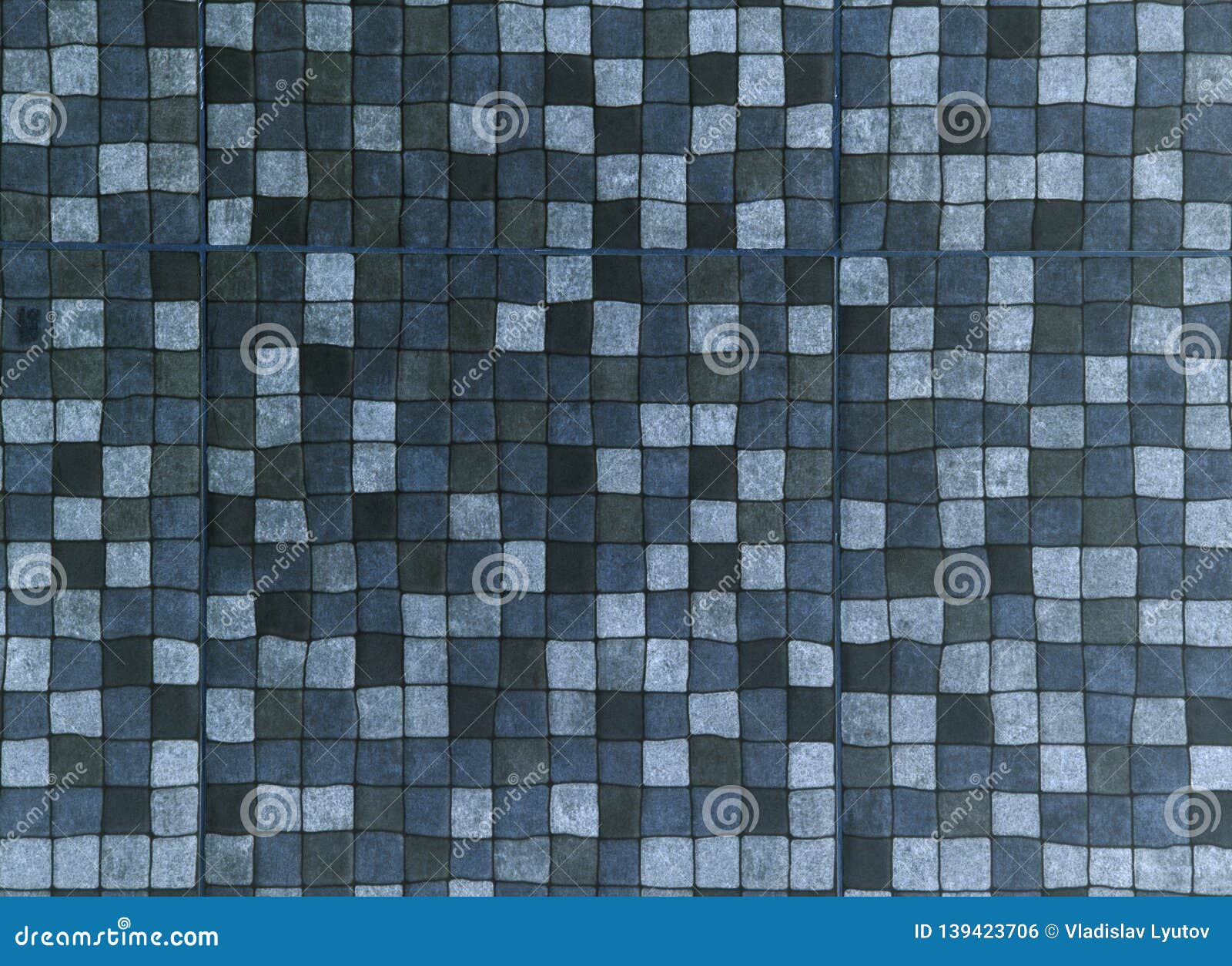 Abstract Blue Square Mosaic Background Stock Photo - Image of wall ...
