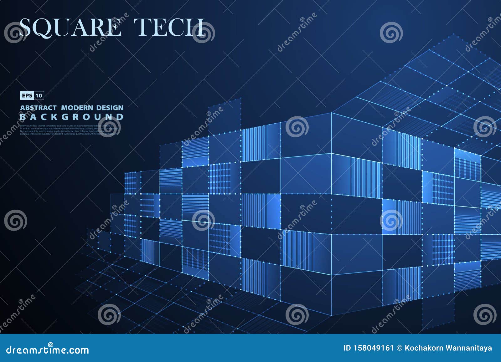 Abstract Blue Square Technology Decoration Background. Illustration ...