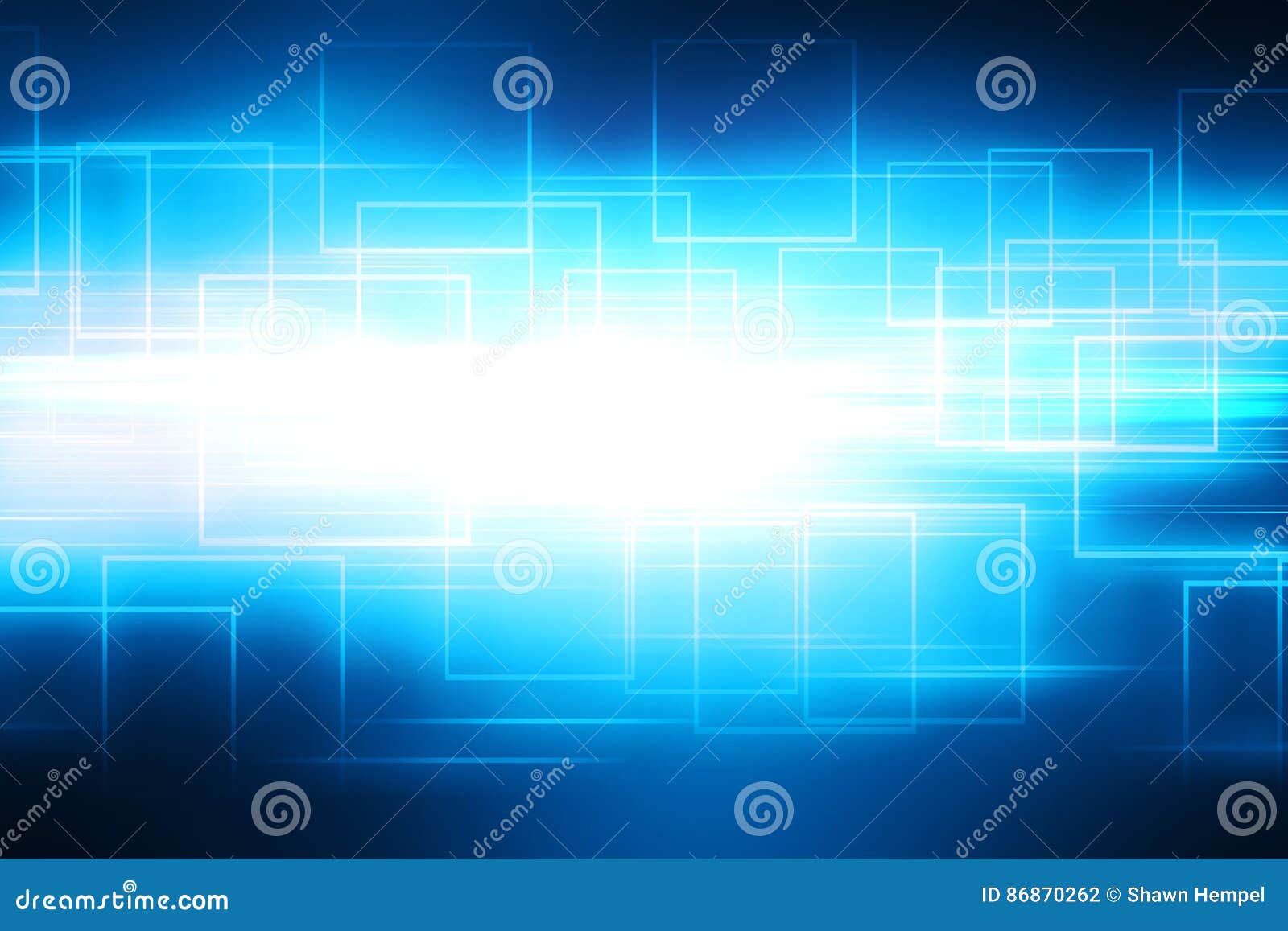 Abstract Blue Squares and Lines Glowing Technology Background Stock ...