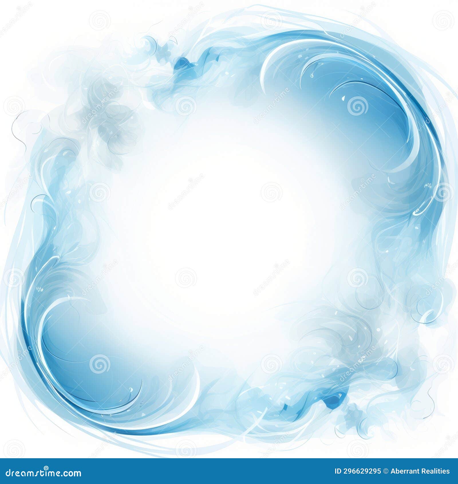 Abstract Blue Swirl Frame on White Background with Space for Text Stock ...