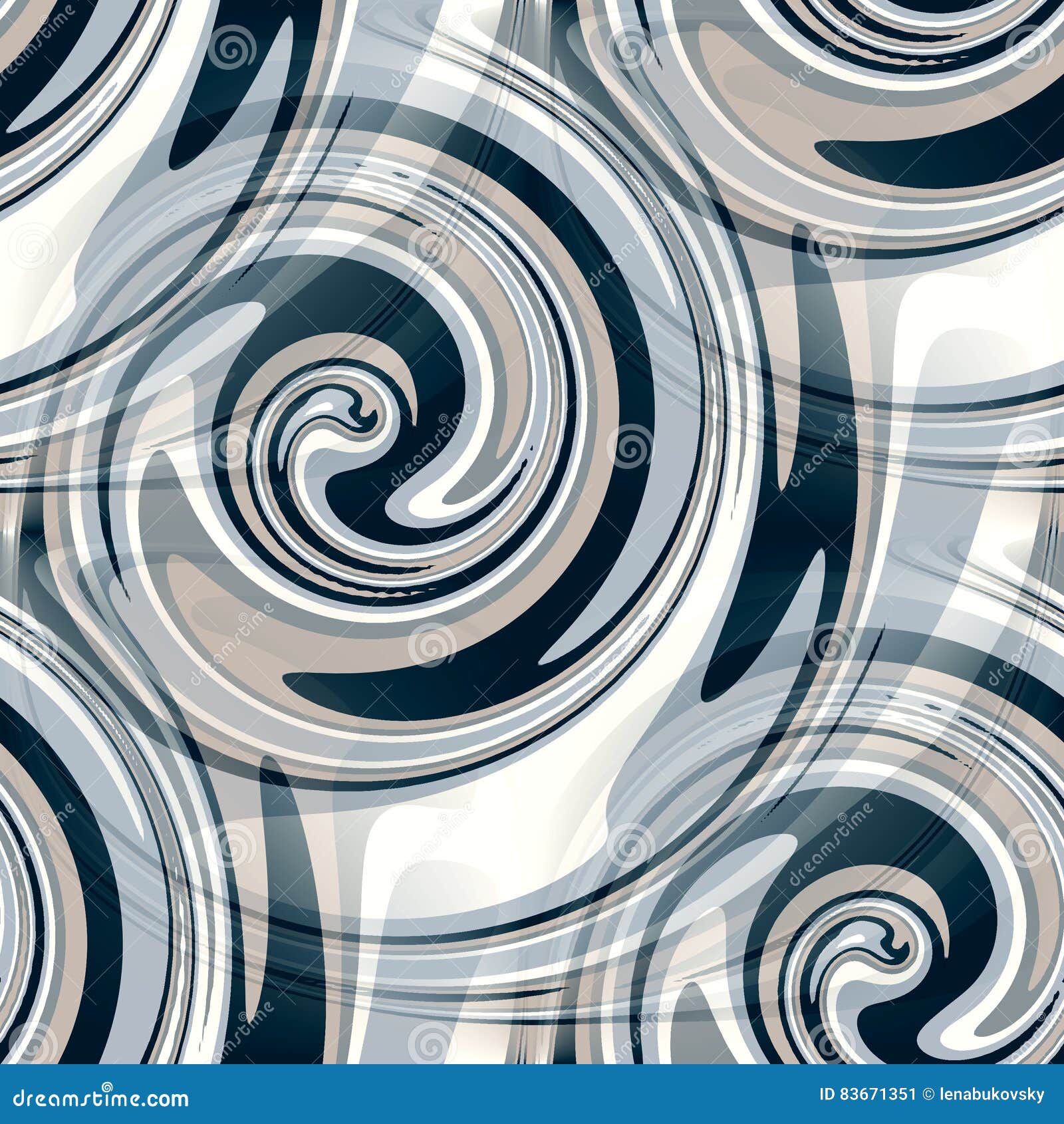Abstract Blue Swirls - Seamless Background Stock Illustration ...