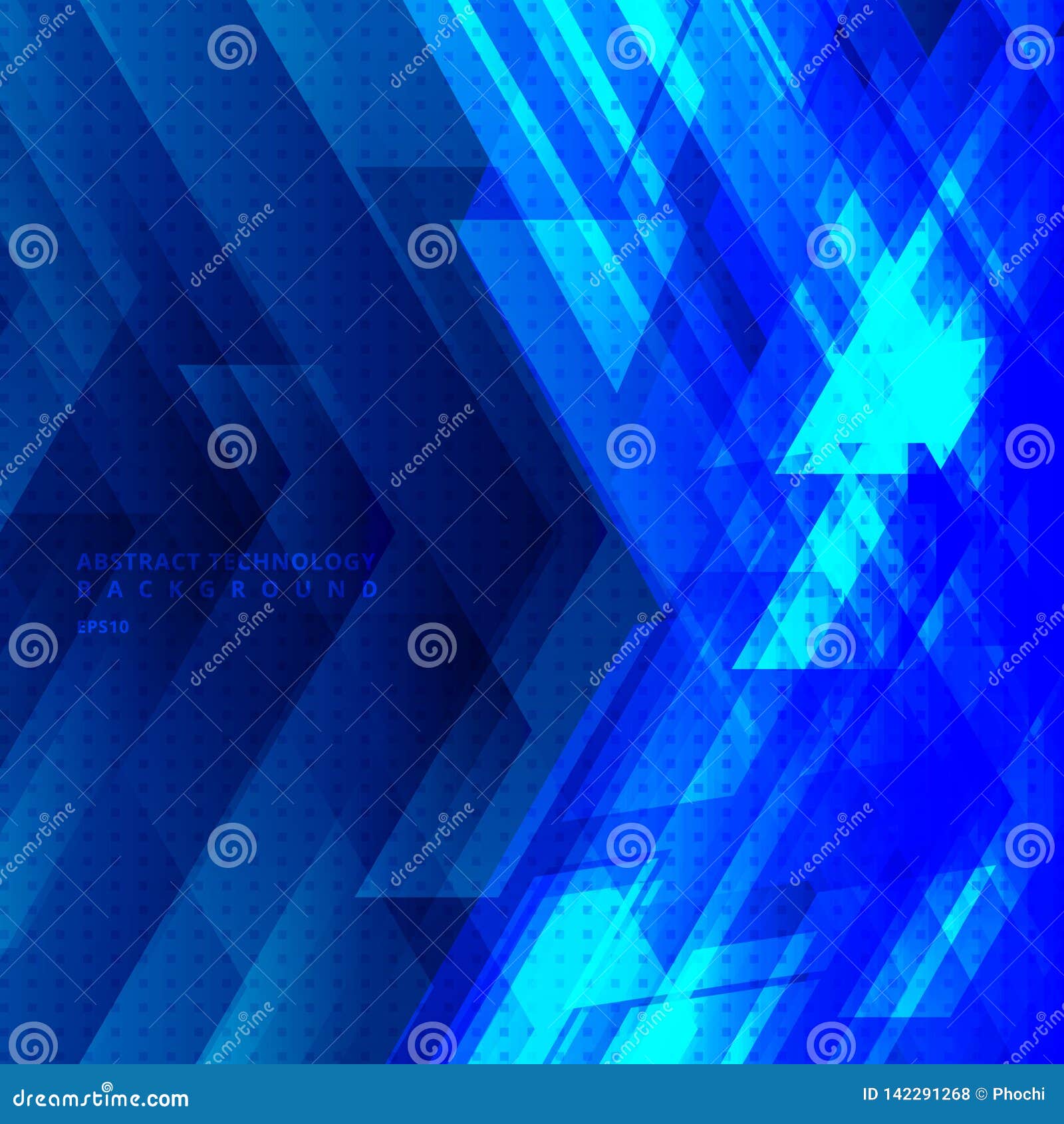 Abstract Blue Tech Diagonal Geometric Background with Big Arrows Sign ...