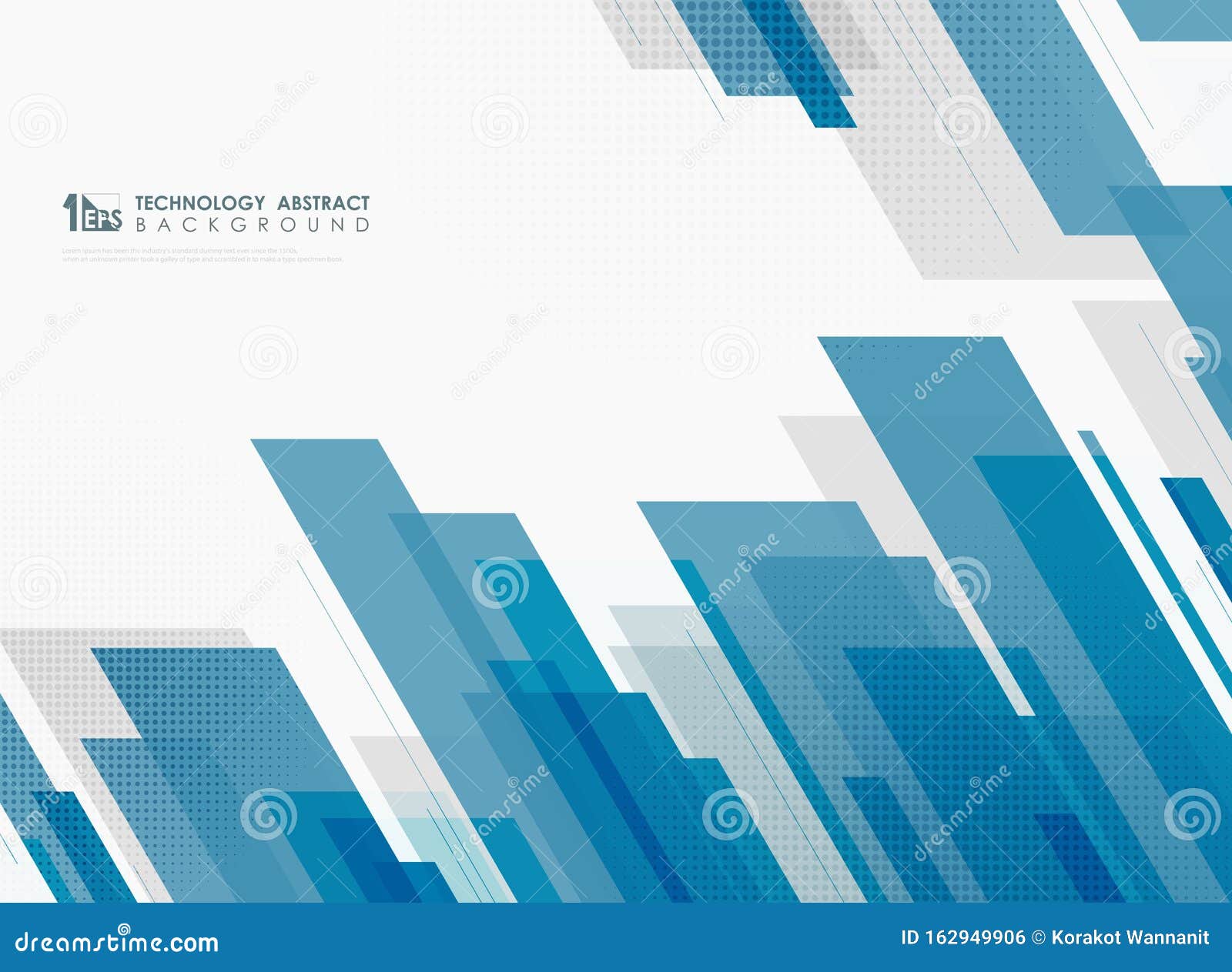 Abstract Blue Tech Template Design Decoration with Halftone Background ...