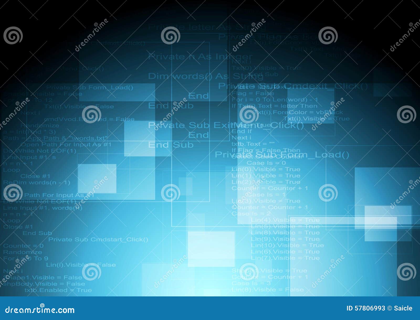 Abstract Blue Tech Vector Background with Code Stock Vector ...