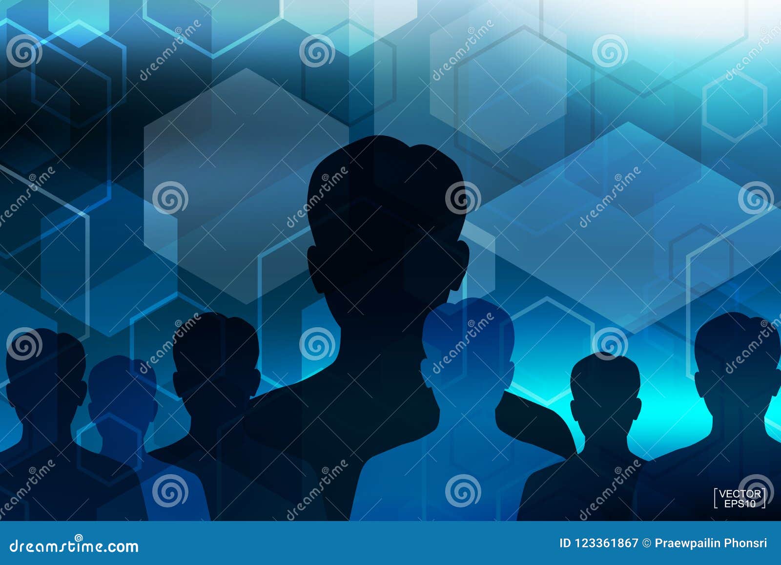 Abstract Blue Technology Background with Human Symbol.Vector. Stock ...