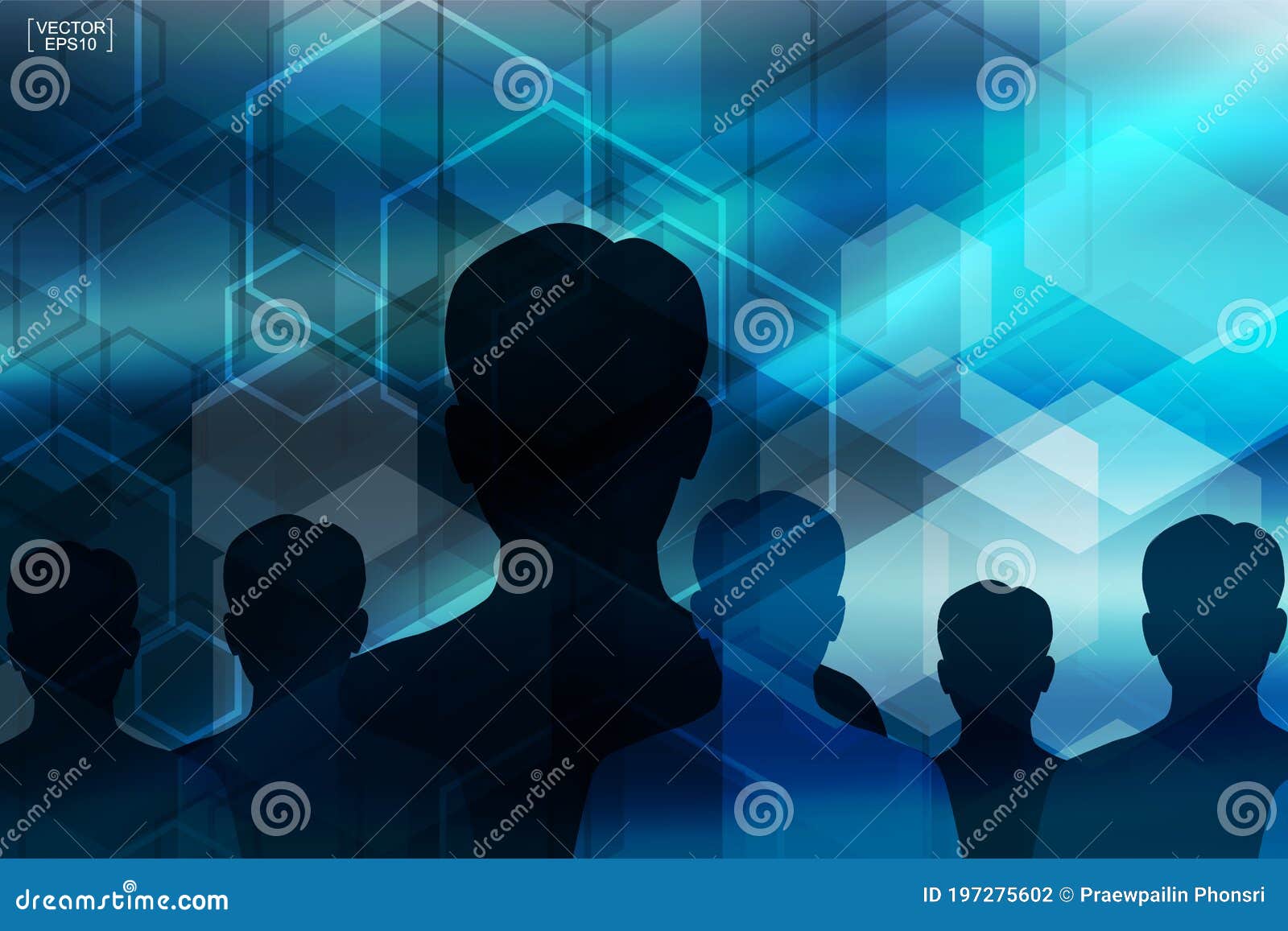 Abstract Blue Technology Background with Human Symbol. Vector Stock ...