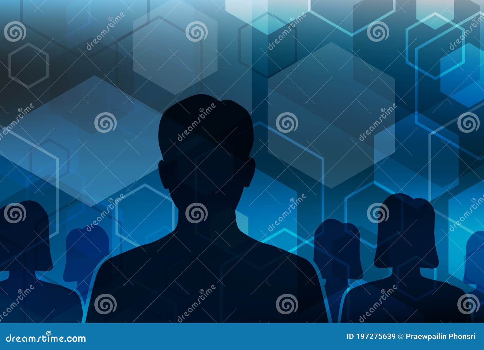Abstract Blue Technology Background with Human Symbol. Vector Stock ...
