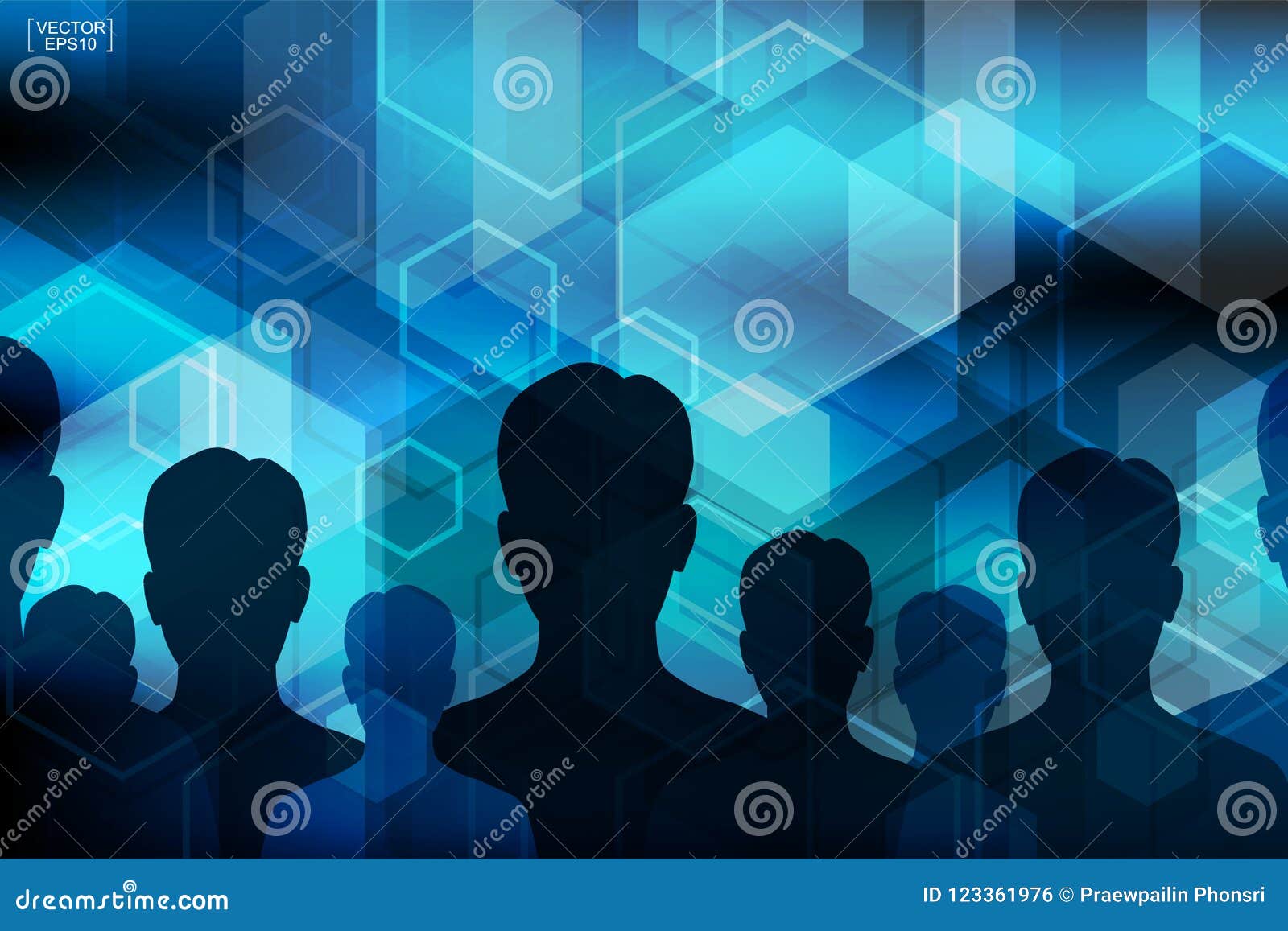 Abstract Blue Technology Background with Human Symbol.Vector. Stock ...