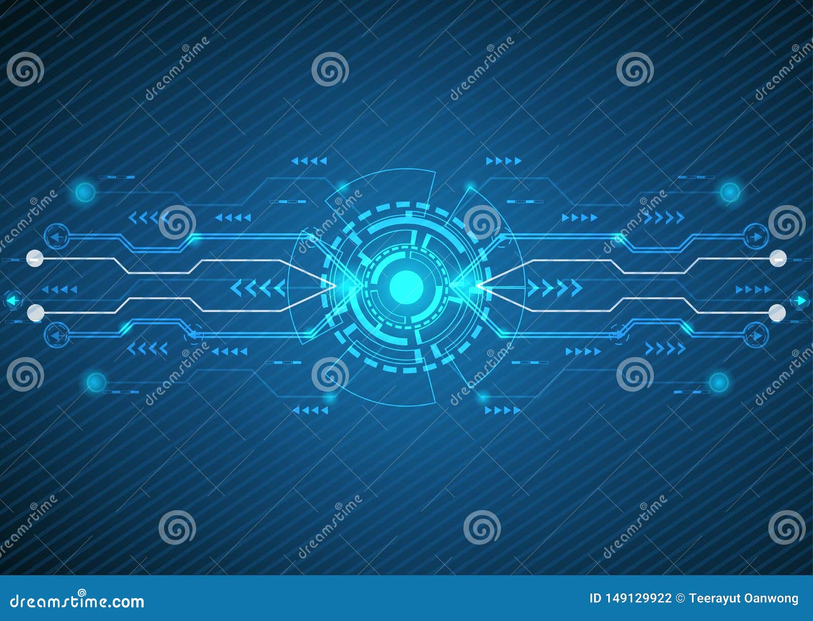 Abstract Blue Technology Background.Vector Circle and Electricity Line ...