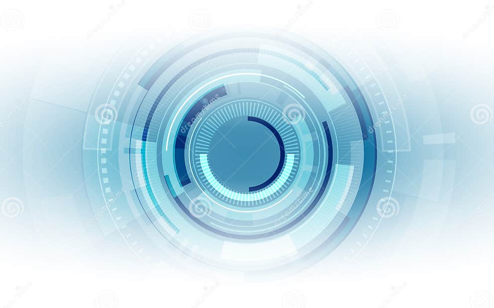 Abstract Blue Technology Circles on White Color Background Stock ...