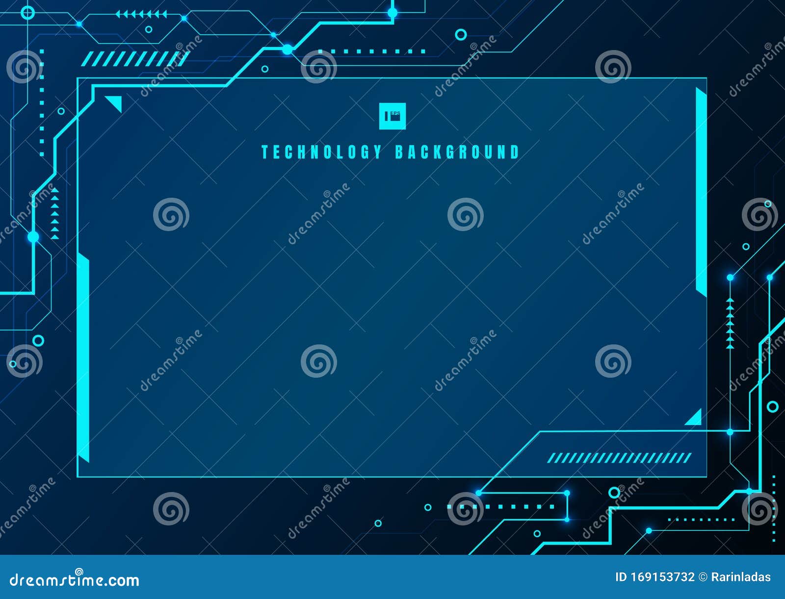 Abstract Blue Technology Geometric and Connection System Electronic ...