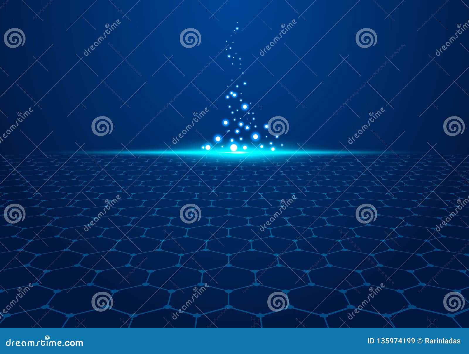 Abstract Blue Technology Hexagon Pattern on Background with Light ...