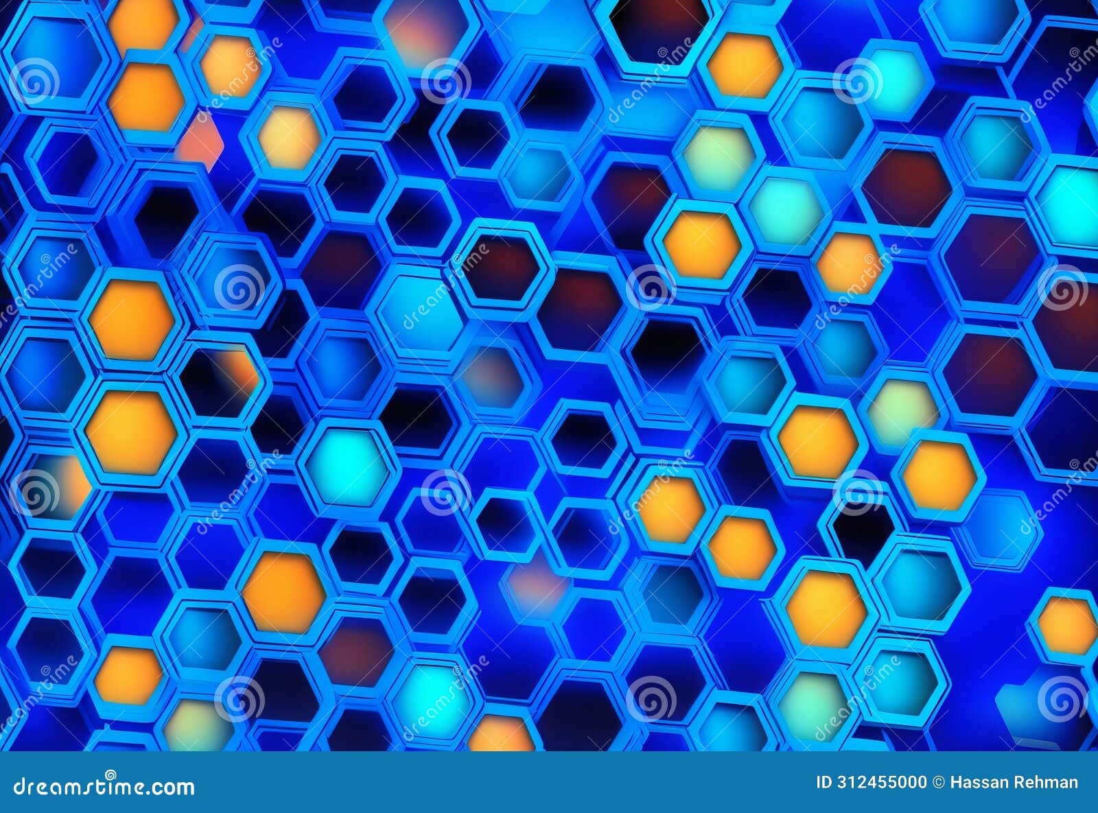 Abstract Blue Technology Hexagonal Background Stock Illustration ...