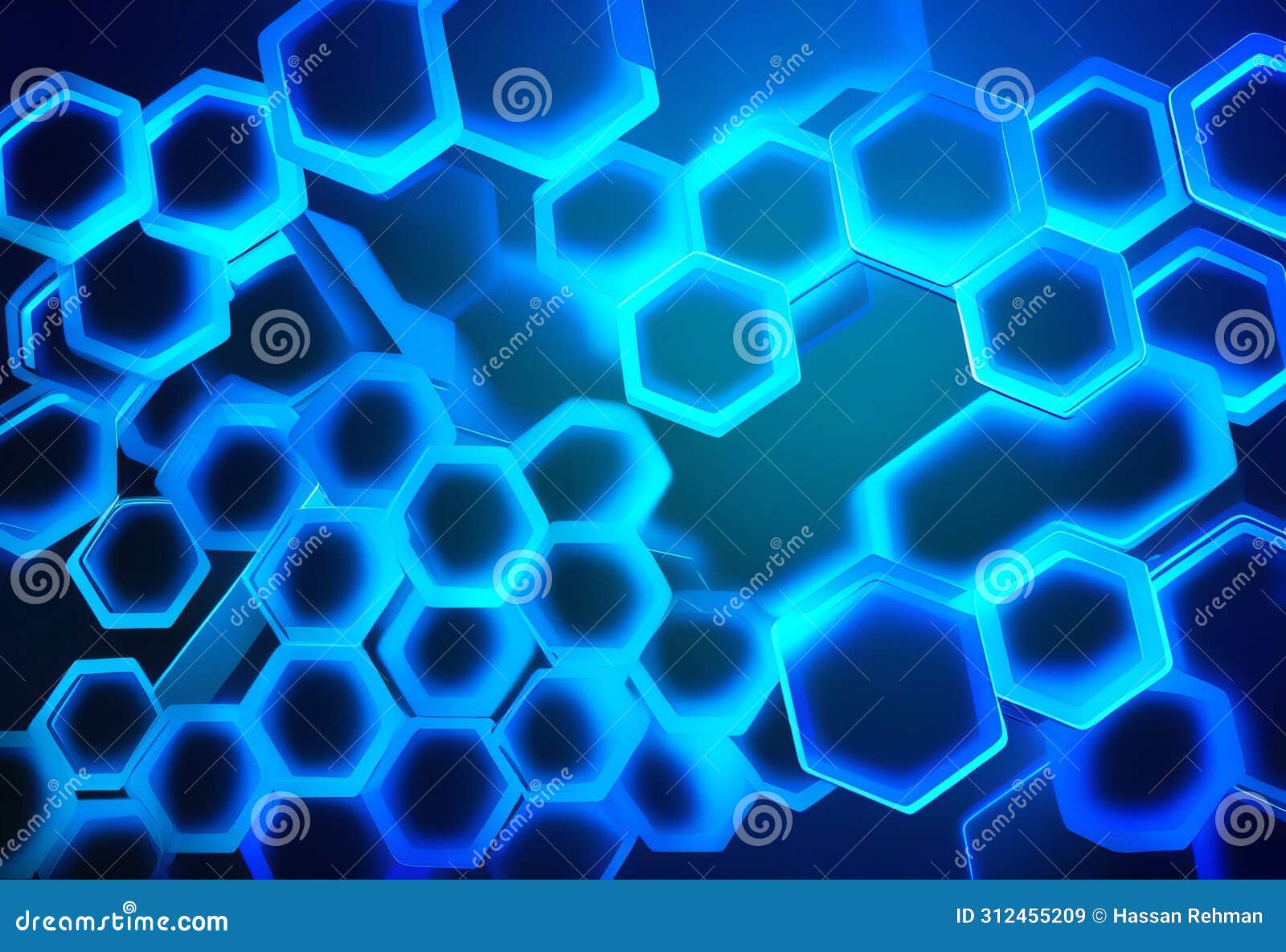 Abstract Blue Technology Hexagonal Background Stock Illustration - Illustration of concept, tech ...