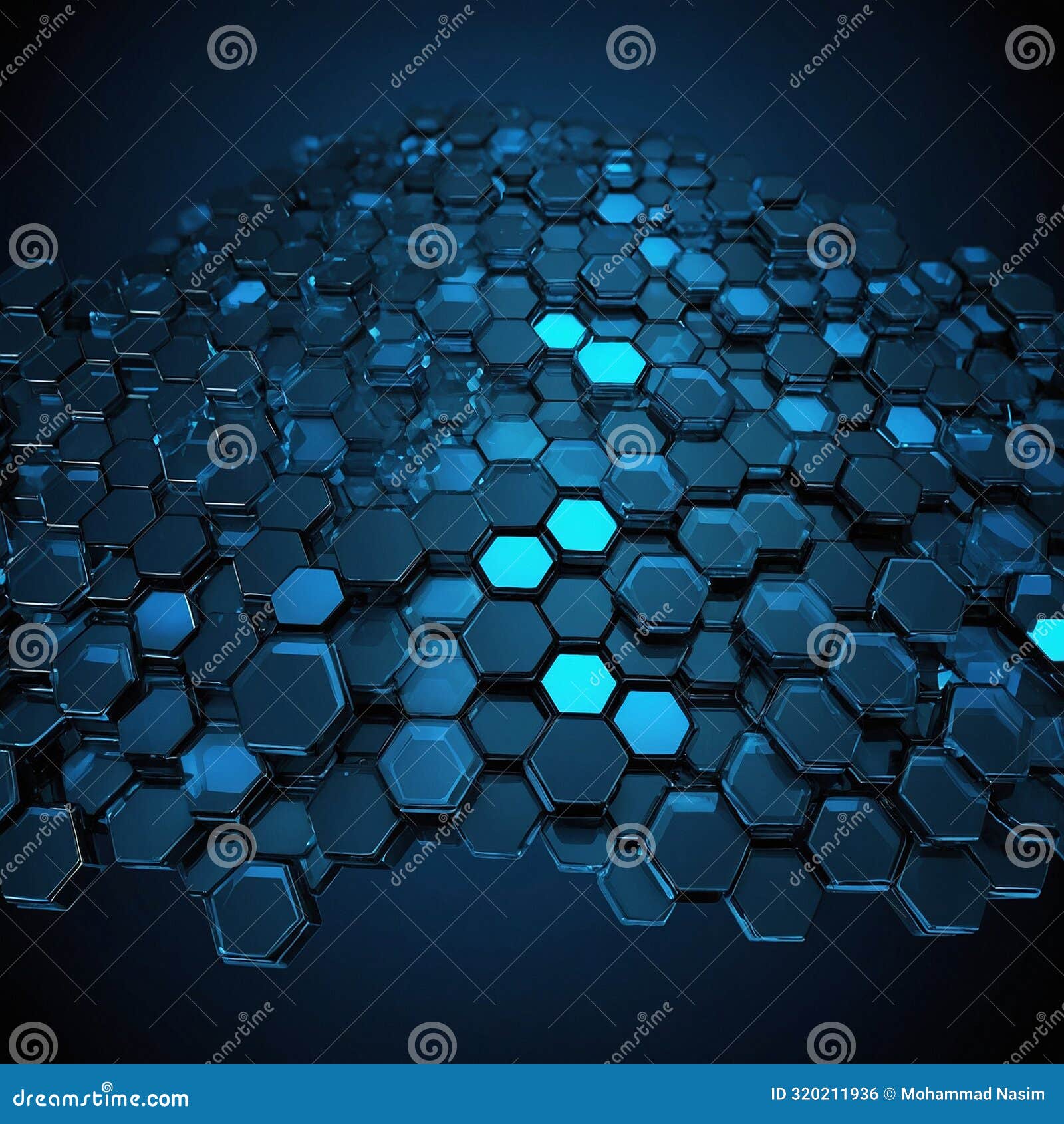 Abstract Blue Technology Hexagonal Background Stock Illustration ...