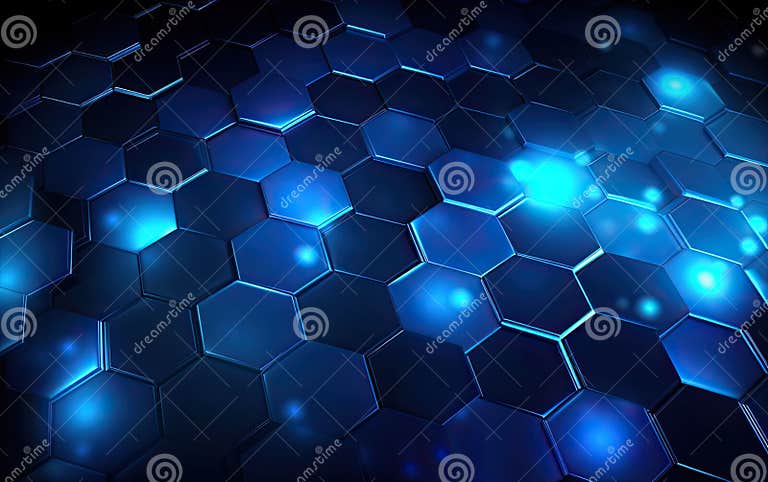 Abstract Blue Technology Hexagonal Background. Created with Generative AI Technology. Stock ...