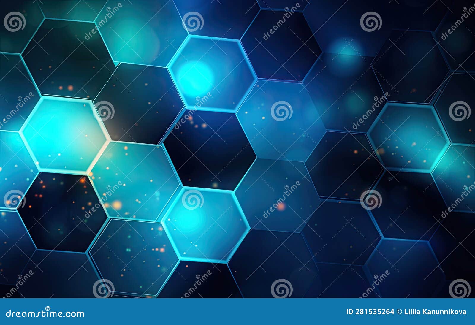 Abstract Blue Technology Hexagonal Background. Created with Generative ...
