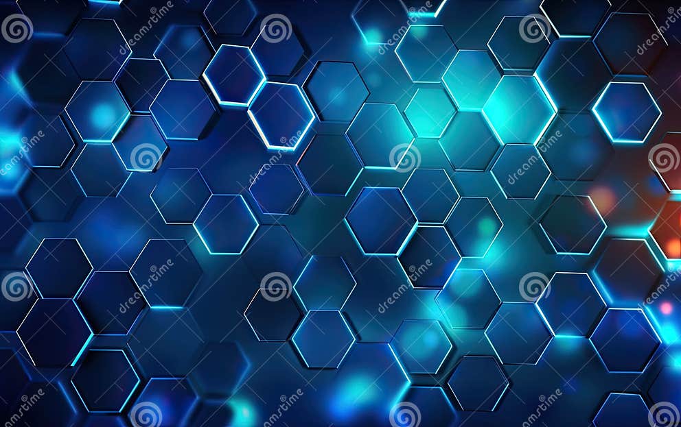 Abstract Blue Technology Hexagonal Background. Created with Generative ...