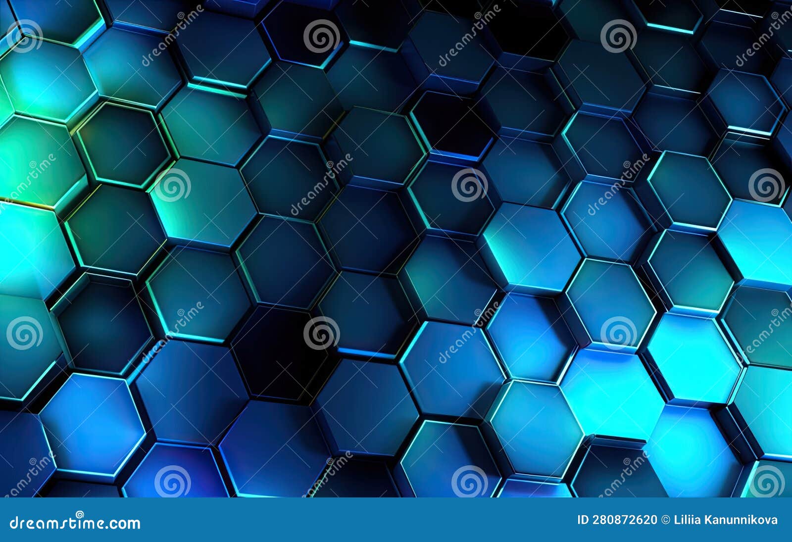 Abstract Blue Technology Hexagonal Background. Created with Generative ...