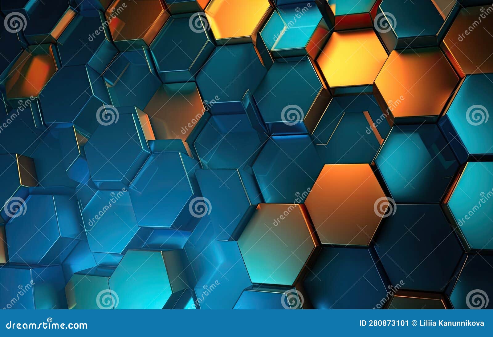 Abstract Blue Technology Hexagonal Background. Created with Generative ...