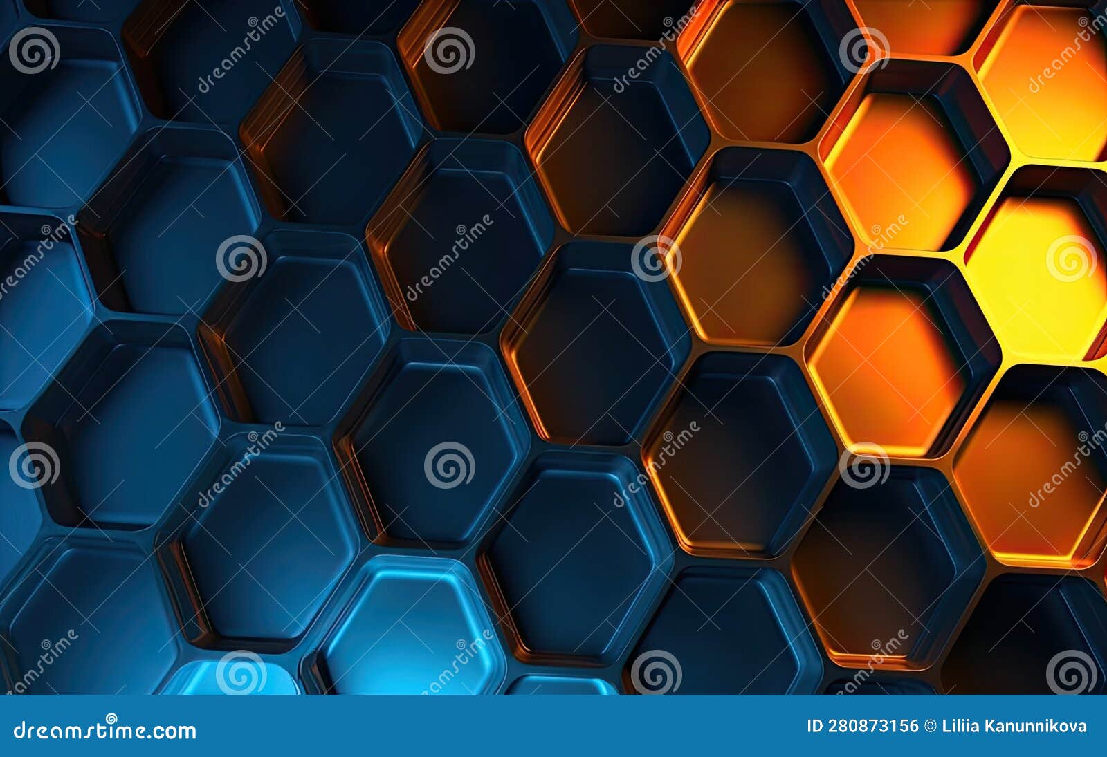 Abstract Blue Technology Hexagonal Background. Created with Generative ...