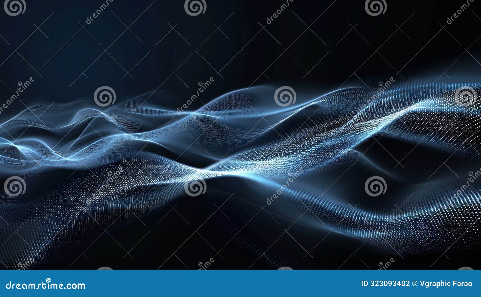 Abstract Blue Technology Wave on Dark Background, Digital Network ...